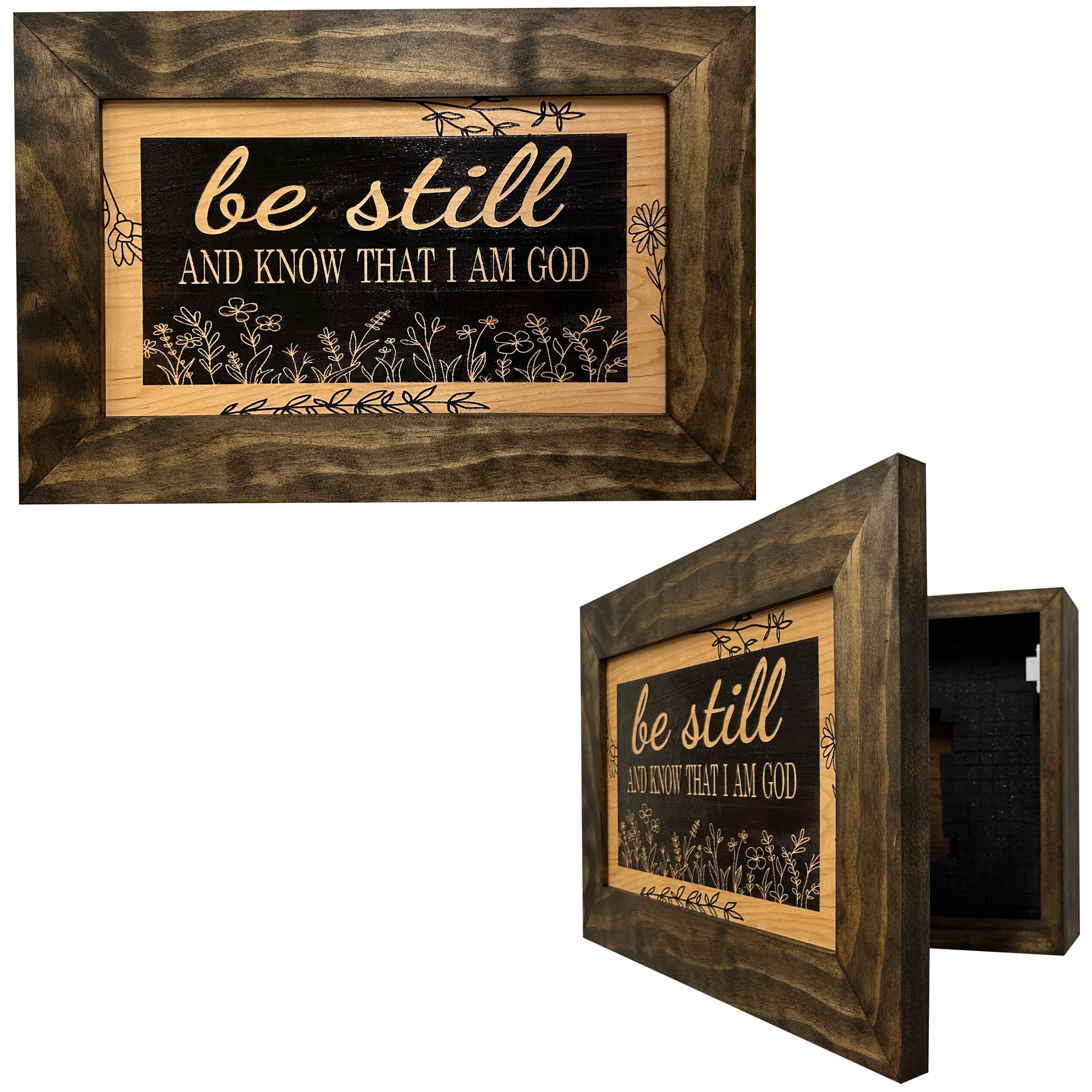 Bible Verse Decorative & Secure Wall-Mounted Gun Cabinet - Be Still an ...