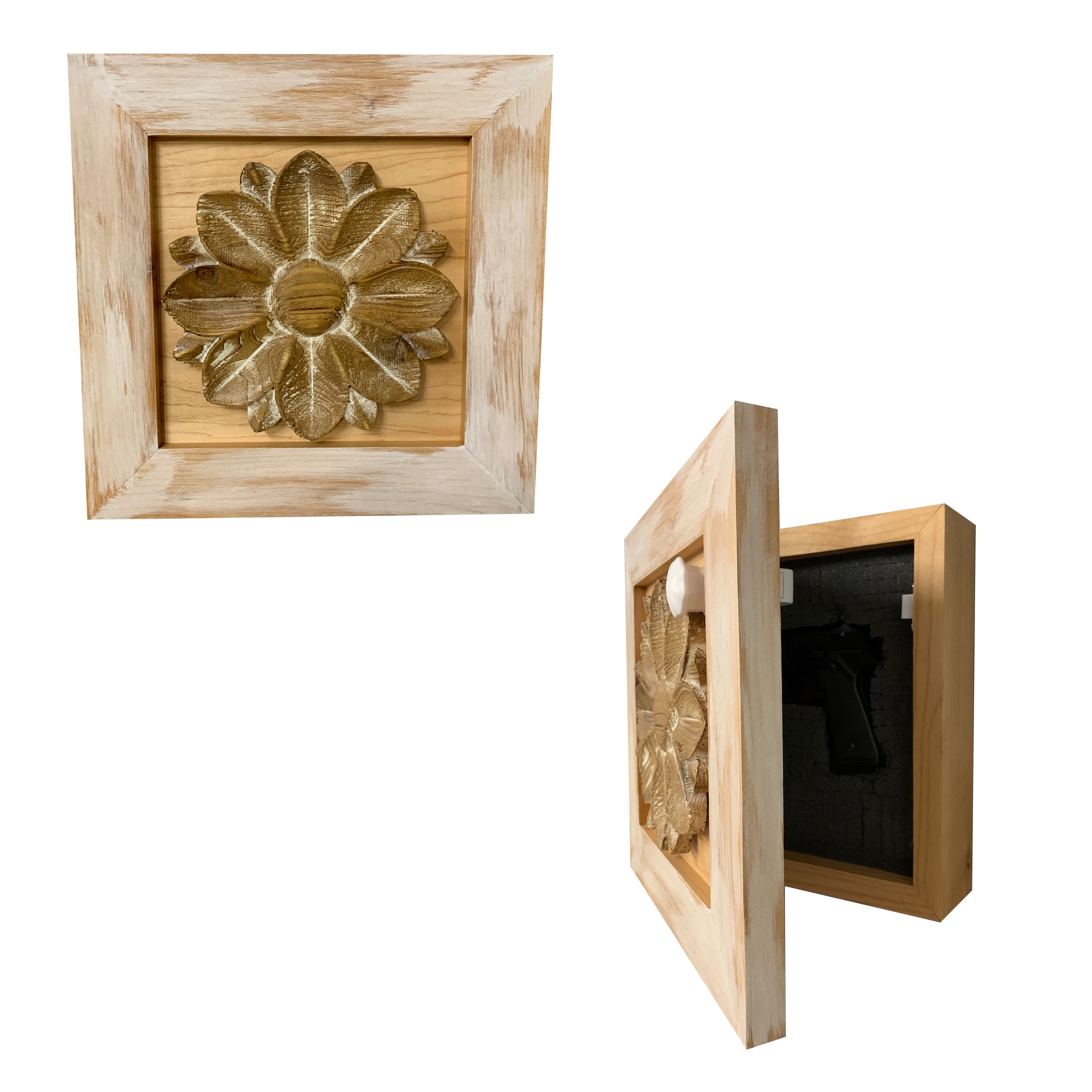 Distressed Flower Concealed Gun Cabinet Wall Decor (White) – Blue Ridge ...