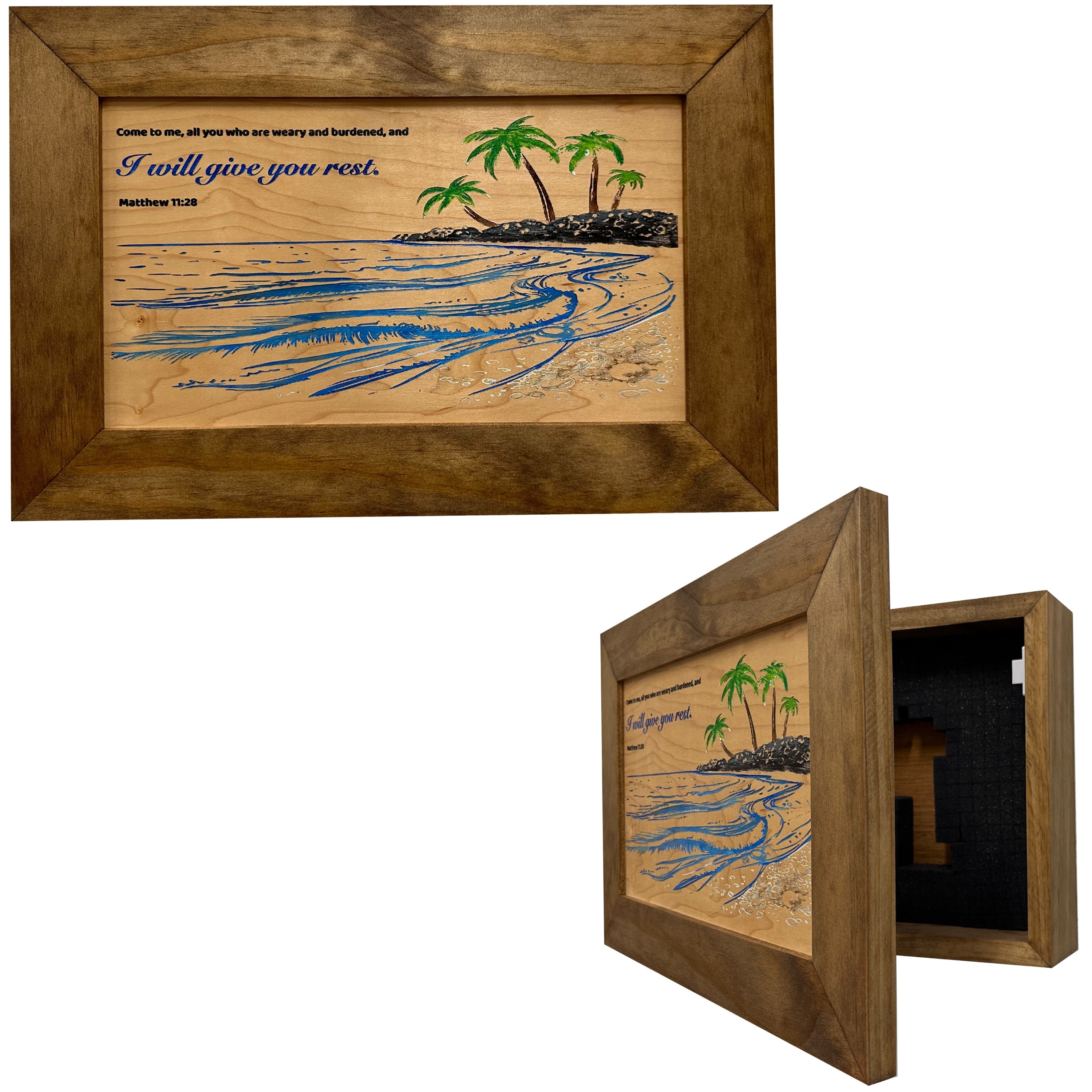 Bible Verse Decorative & Secure Wall-Mounted Gun Cabinet - Matthew 11 ...