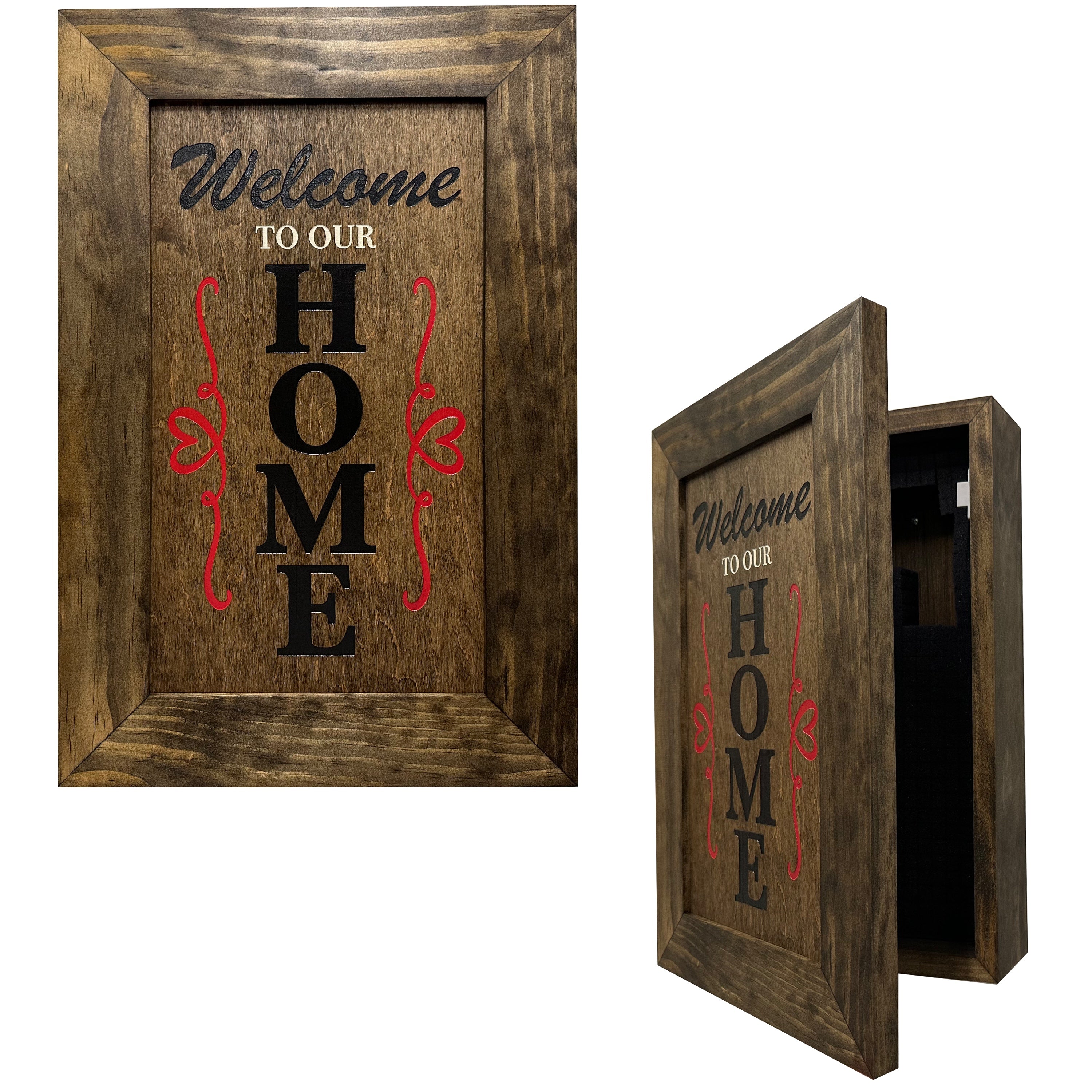 Wooden Secure Gun Safe Welcome to our Home Wall Decor (Jacobean) – Blue ...